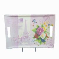 China Home Decoration Melamine Rectangular Tray , Melamine Food Tray With Handle for sale