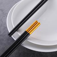 China Gypsophila Decoration Black Silver Alloy Chopsticks Durable Metal Chopsticks for sale