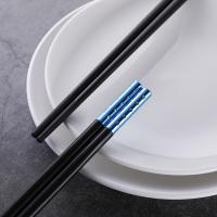 China Gypsophila Decoration Black Silver Alloy Chopsticks Durable Metal Chopsticks for sale