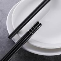China Gypsophila Decoration Black Silver Alloy Chopsticks Durable Metal Chopsticks for sale