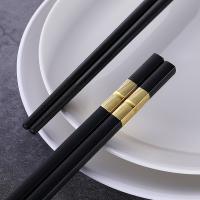 China Reusable Alloy Chopsticks 24cm Long Square Head Chinese Noodle Sushi Chopsticks for sale