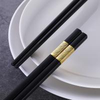 China Reusable Alloy Chopsticks 24cm Long Square Head Chinese Noodle Sushi Chopsticks for sale