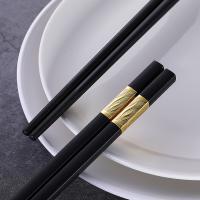China Reusable Alloy Chopsticks 24cm Long Square Head Chinese Noodle Sushi Chopsticks for sale