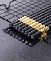 China Non Skid Dishwasher Safe Chinese Style Fiberglass Chopsticks With Golden Stamping for sale