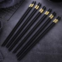 China Non Skid Dishwasher Safe Chinese Style Fiberglass Chopsticks With Golden Stamping for sale