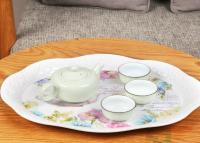 China Eco Friendly Flower Design 12.5 Inch Melamine Plastic Serving Trays for sale