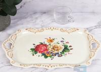 China Eco Friendly Flower Design 12.5 Inch Melamine Plastic Serving Trays for sale