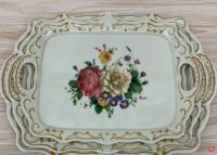 China Food Grade Plastic 15 Inch Melamine Serving Tray With Handle for sale