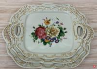 China Food Grade Plastic 15 Inch Melamine Serving Tray With Handle for sale