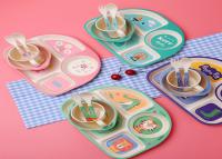 China Animal Design Kids Gift Bamboo 5 Pcs Melamine Tableware Sets for sale