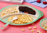 China Biodegradable Decal Melamine Bamboo Fiber Baby Tableware Set for sale