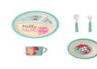 China Biodegradable Decal Melamine Bamboo Fiber Baby Tableware Set for sale