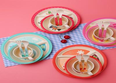 China Biodegradable Decal Melamine Bamboo Fiber Baby Tableware Set for sale