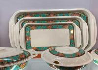 China Rectangular 100% Melamine Plastic Serving Tray With Handle for sale