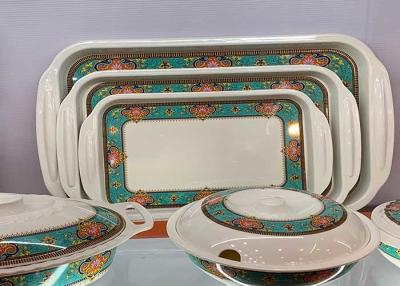China Rectangular 100% Melamine Plastic Serving Tray With Handle for sale