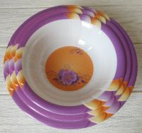 China Round Flat Tableware Melamine Dinnerware Sets Custom Printed Plastic Serving Plate for sale