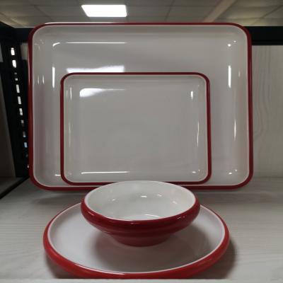 China Restaurant Durable Shallow Plastic Melamine Dinner Plate for sale