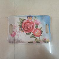 China Custom Printed Serving Melamine Food Trays Kitchen Home Hotel Rolling Tray for sale