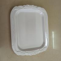 China Unbreakable White Rectangle Melamine Tray With Handles for sale