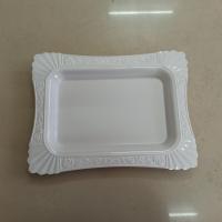 China Unbreakable White Rectangle Melamine Tray With Handles for sale