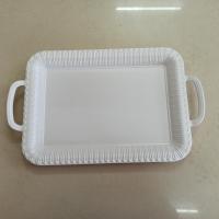 China Unbreakable White Rectangle Melamine Tray With Handles for sale
