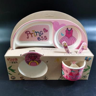 China OEM Durable Cartoon Melamine Tableware Sets With Divided Plate Cup Spoon for sale