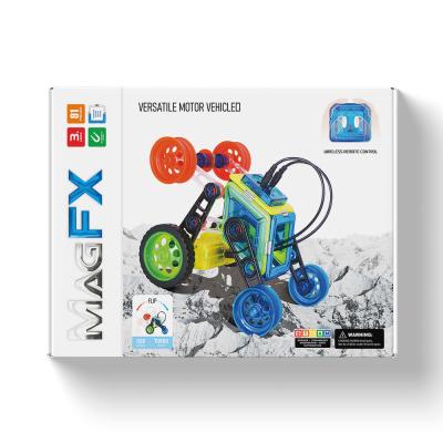 China 34-Piece Magnetic Building Block Set with Remote Control - Transformable Motorcycle & Car Toy with 6 Colors for sale