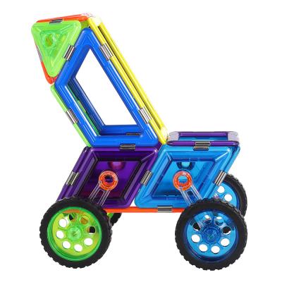 China Magnetic Building Tiles with Wheels 102pcs DIY Educational Blocks Set for sale