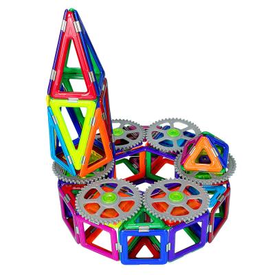 China Creative Kids STEM Magnetic Building Tiles with Gear Turntable Educational Toy for Ages 3-8 for sale