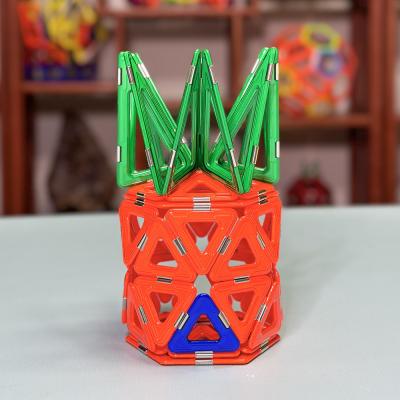 China Magnetic Tile Assembly Set 60 Pieces Animal Plant Shapes Pineapple House Building Toy for sale