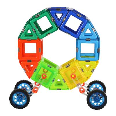 China Kids Creative Play Magnetic Tiles Vehicles Set - Circular Car Building Blocks with 50+ Magnetic Pieces for STEM Learning for sale