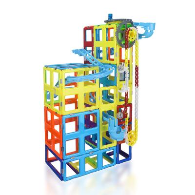 China Magnetic Tile Car Race Track Building Blocks Set - 65+ Piece DIY Colorful Construction Toy with Strong Magnets for sale