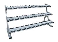 China 15 Pairs Steel Barbell Three Tier Dumbbell Weight Rack Silver Black for sale