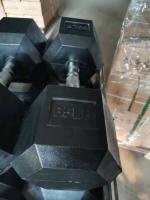 China Black Gym Workout Accessories Fixed Rubber Coated Hex Dumbbell For Body Building for sale