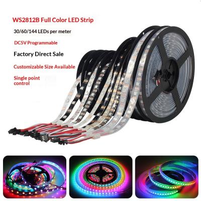 China WS2812 RGB LED Strip 5050 60 LEDs per Meter IP65 Waterproof 5V Dimmable Smart Full Color for sale