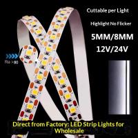 China Self-adhesive 24V Cuttable High Brightness Flicker-free Aluminum Linear Light Strip 50000 Hours for sale