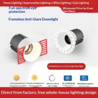 China Borderless Recessed Hotel Ceiling Light Anti-glare Pre-embedded Downlight COB 220V Aluminum CRI 90 for sale