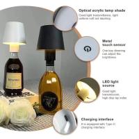 China Touch Control Rechargeable LED Bottle Table Lamp 3 Color Wireless Night Light with USB Charging Ports for sale