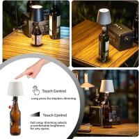 China Touch Control Rechargeable LED Bottle Table Lamp 3 Color Wireless Night Light with USB Charging Ports for sale