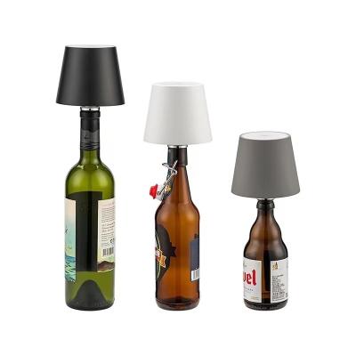 China Rechargeable Touch Wine Bottle Lamp 3 Color Stepless Dimming Wireless Table Lamp for Home Decor Black 6W for sale