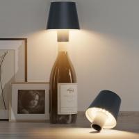 China Rechargeable Touch Wine Bottle Lamp 3 Color Stepless Dimming Wireless Table Lamp for Home Decor Black 6W for sale