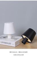 China Rechargeable Touch Wine Bottle Lamp 3 Color Stepless Dimming Wireless Table Lamp for Home Decor Black 6W for sale