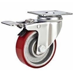 China 04-Medium duty caster Bracking cast iron core PU caster for sale