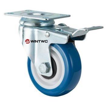 China Brake blue PU castor for sale