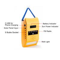 China LiFePO4 Battery With 4 Bulb Portable Solar Lighting System Phone Charger Power Station for sale