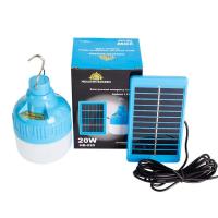 China 20w Solar Camping Light Usb Rechargeable Bulb With Solar Panel for sale