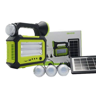 China Portable 3000mAH 5 In1 Mini Home Solar Lighting Kit With LED Bulbs for sale