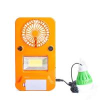 China 2400mah Solar Fan Integrated Solar Energy System With Bulbs Home Lighting Power Station for sale