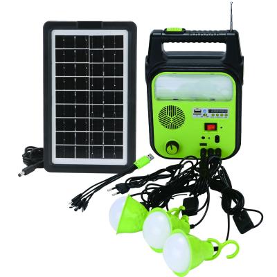 China Portable Led Lighting With Fm Radio Features  Solar Lighting System For Indoor for sale