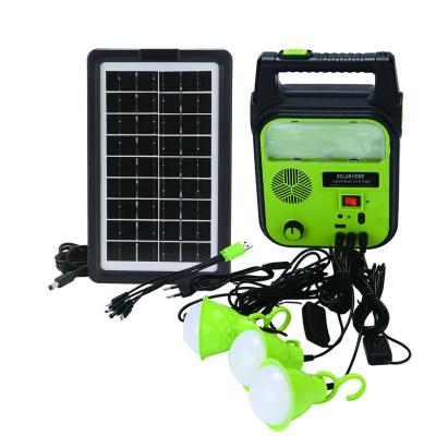 China Portable Solar System Lighting With 3 Bulbs And Mobile Phone Charging Function for sale
